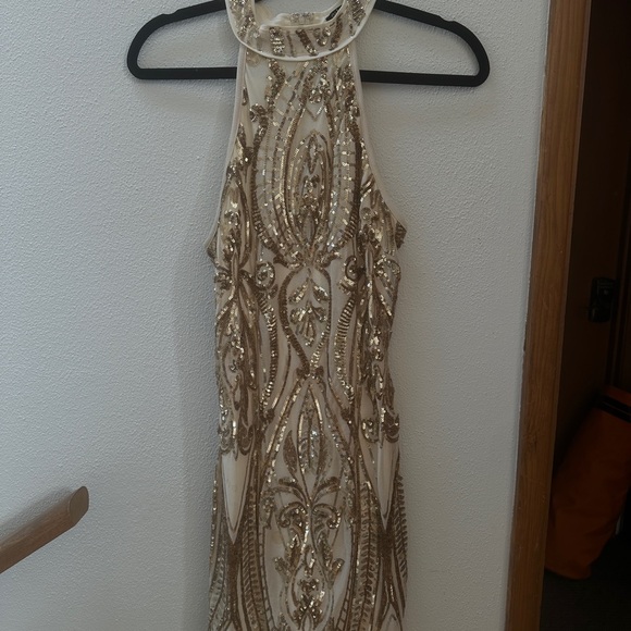 privy | Dresses | Privy Gold Sequin Backless Dress | Poshmark